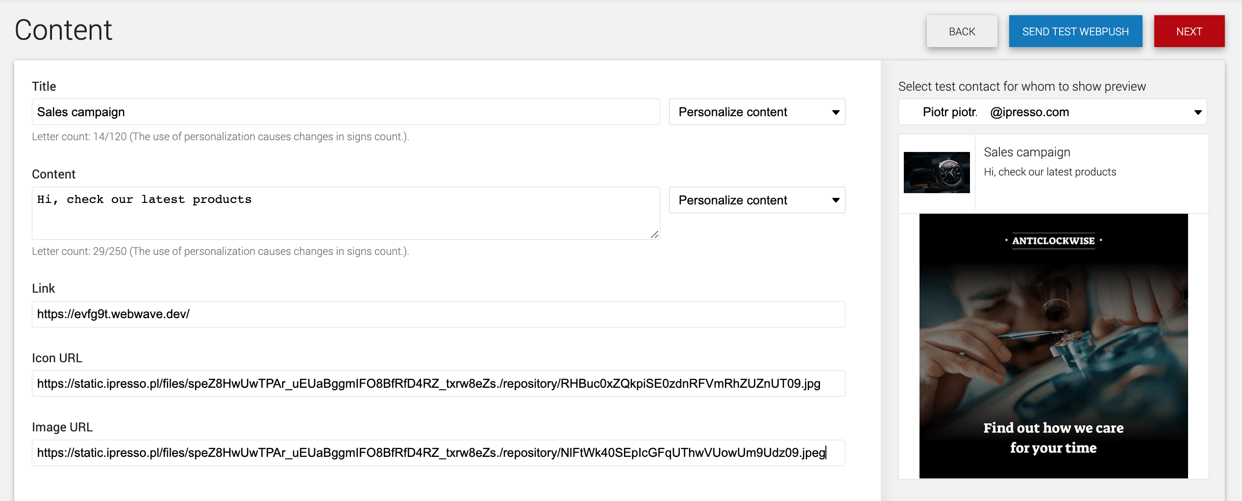 Web push campaigns – iPresso - Help Center
